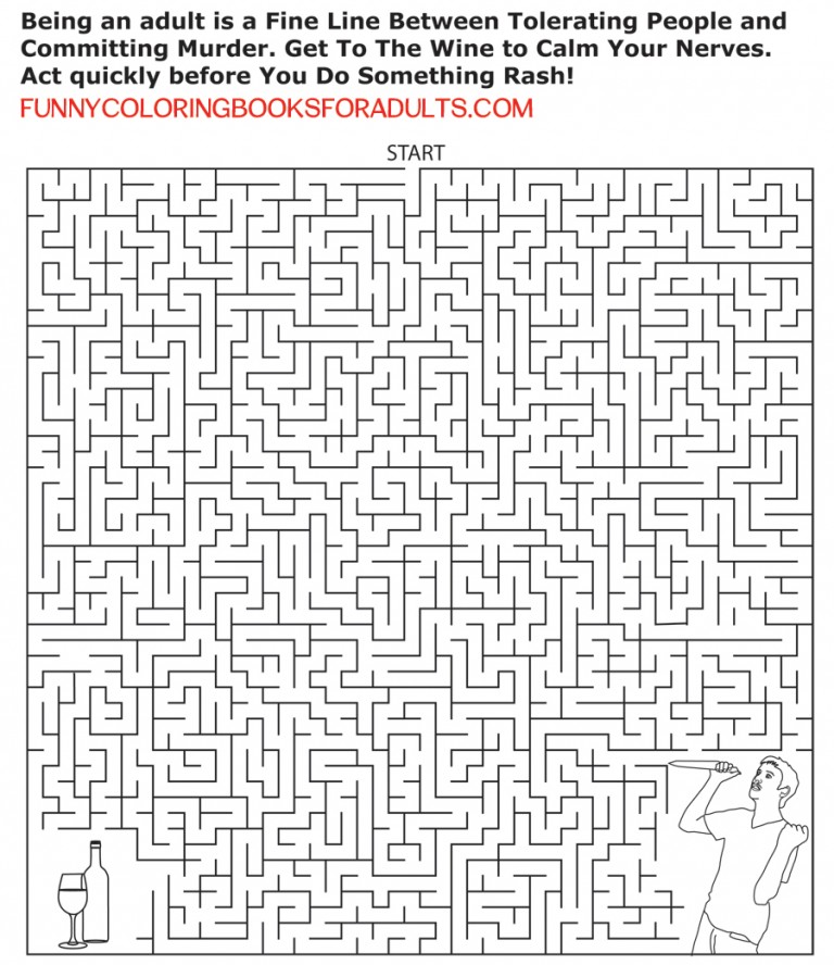Wine or Murder Maze : Funny Activity Page for Adults – Funny Coloring ...